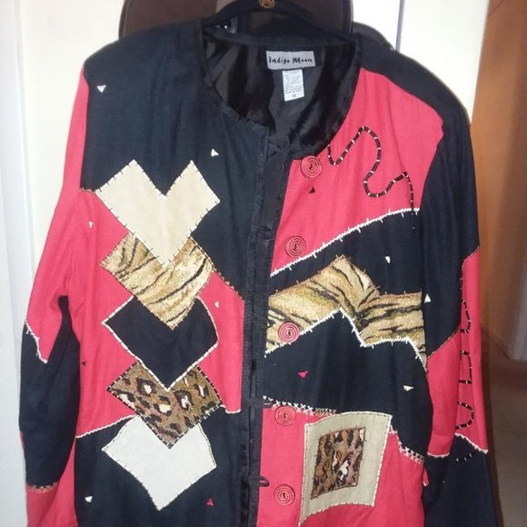indigo moon | Jackets & Coats | Indigo Moon Red And Black With Animal ...